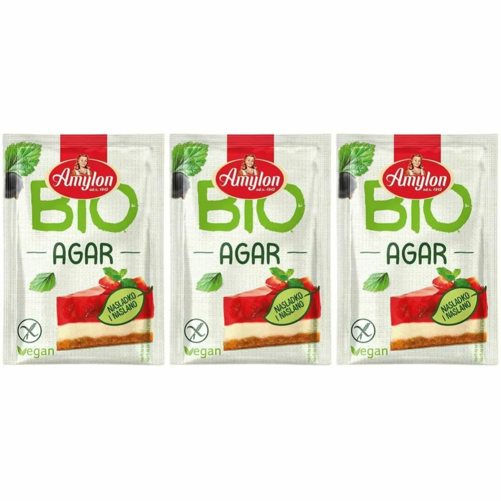3 x Agar - Agar Bezglutenowy Bio 10 g - Amylon – MarketBio