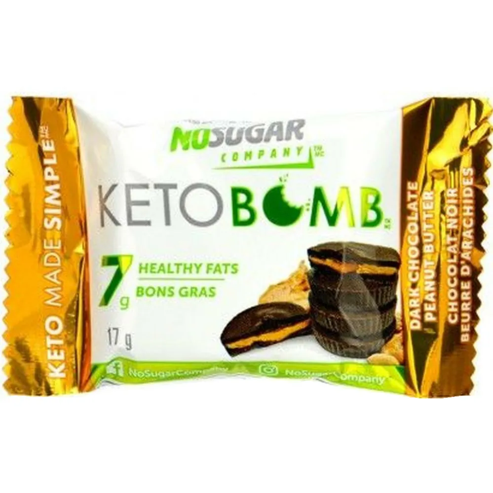 Baton Keto Bomb Dark Chocolate Peanut Butter 17 g - No Sugar Company ...